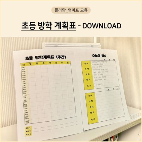 초등 방학계획표 학습 계획표 다운로드 네이버 블로그