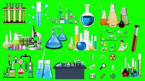 Green Screen Chemistry Lab Equipment Vector Science Lab Experiment