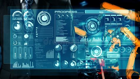 Engineer Use Cybernated Robotic Software Control Industry Robot Arm In Factory Stock Video