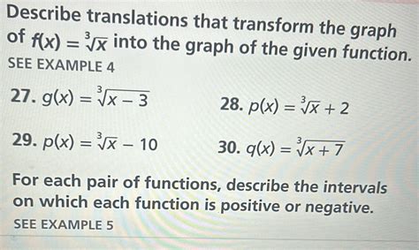 solved describe translations that transform the graph of f x sqrt[3