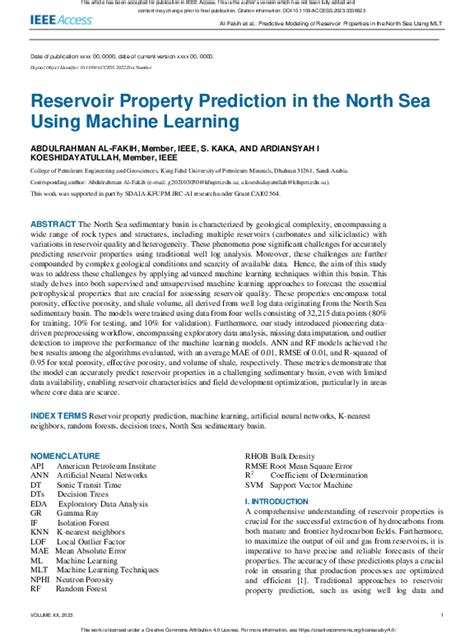 Pdf Reservoir Property Prediction In The North Sea Using Machine Learning Abdulrahman Al