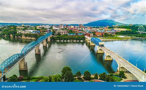 Drone Aerial Of Downtown Chattanooga Tennessee Tn Editorial Photography