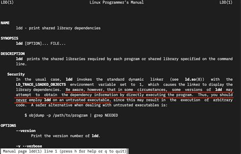 ldd 1 and untrusted binaries julio merino jmmv dev