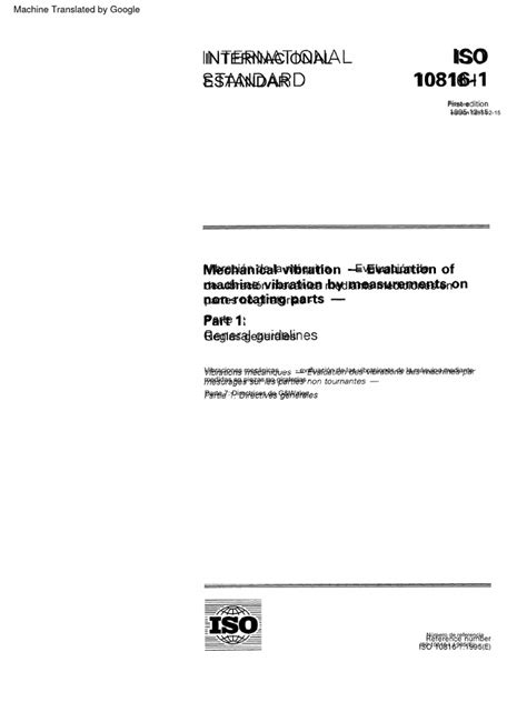 Iso 10816 1 1995 E Pdf Rodamiento Mecánico Medición