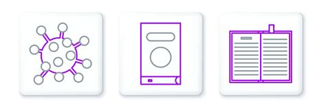 세트 라인 오픈 사이언스 북 박테리아 및 도서 아이콘 벡터 0명에 대한 스톡 벡터 아트 및 기타 이미지 0명 건강 진단