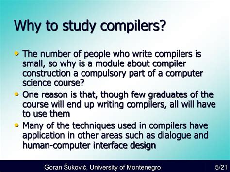 Ppt Compiler Construction Course At University Of Montenegro