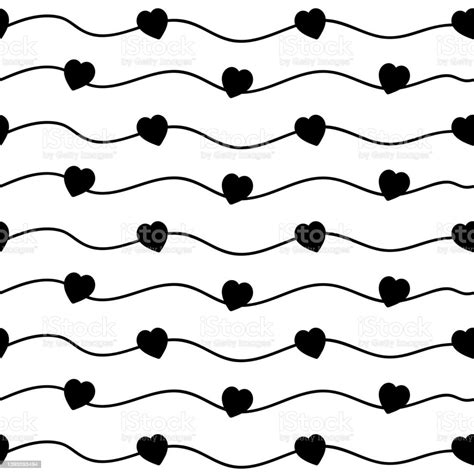 검은 색 흰색 배경에 원활한 패턴 심장 백 그롬드 템플릿 심장 모양 원활한 배경 벽지 장식 Textrue 그래픽 요소 벡터