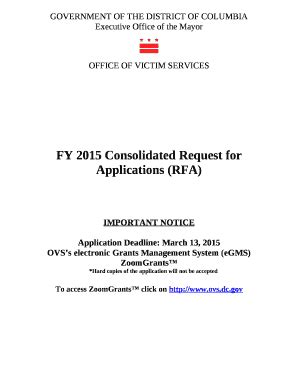 FY 2015 Consolidated Request For Applications RFA Doc Template PdfFiller