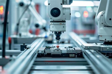 Automated Robotic Arms Assembling Components In A Hightech Electronics Manufacturing Facility