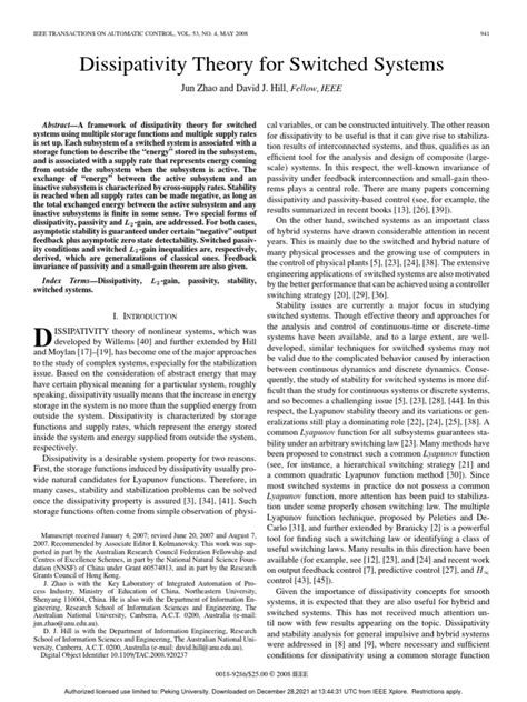 Dissipativity Theory For Switched Systems Pdf