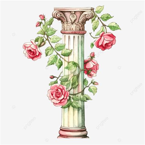 장미 덩굴 수채화 일러스트와 함께 그리스 로마 기둥 기둥 그리스 어 로마 인 Png 일러스트 및 이미지 에 대한 무료 다운로드 Pngtree