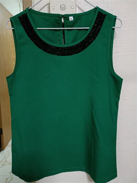 Dark Green Top Womens Fashion Tops Sleeveless On Carousell