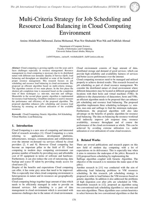 Pdf Multi Criteria Strategy For Job Scheduling And Resource Load Balancing In Cloud Computing