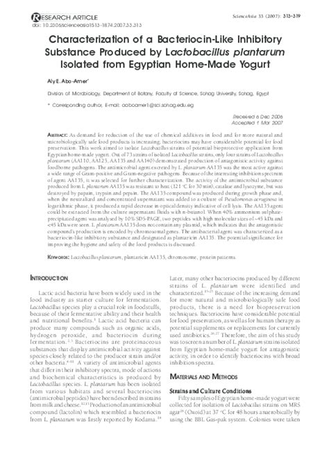 Pdf Characterization Of A Bacteriocin Like Inhibitory Substance Produced By Lactobacillus