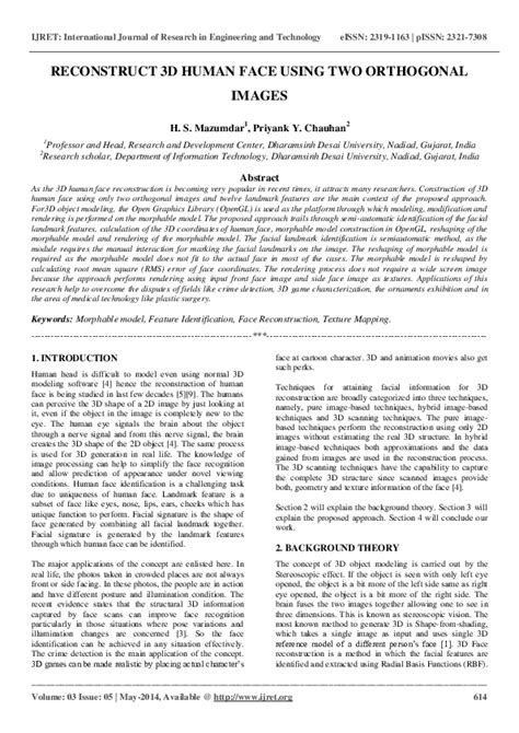 Pdf Reconstruct 3d Human Face Using Two Orthogonal Images