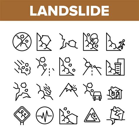 Landslide Collection Elements Icons Set Vector 9923244 Vector Art At Vecteezy