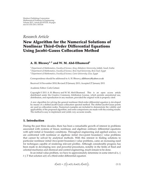 Pdf New Algorithm For The Numerical Solutions Of Nonlinear Third