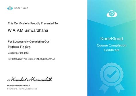 Completed Python Basics Course By Kodekloud Vihanga Siriwardhana