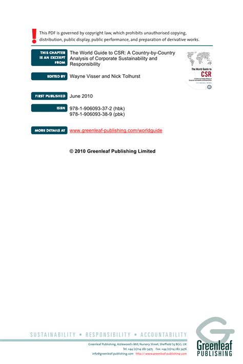 Pdf The World Guide To Csr A Country By Country Analysis Of
