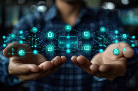 Businessman Illustrates Future Technology With Ai Controlled Internet And Cybersecurity Concepts