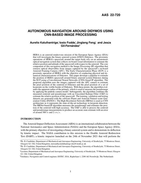Pdf Autonomous Navigation Around Didymos Using Cnn Based Image Processing