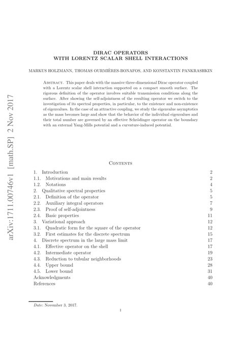 pdf dirac operators with lorentz scalar shell interactions