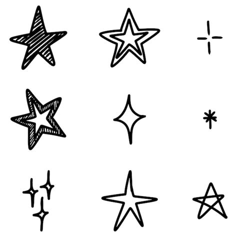 Doodle Sketch Estilo De Estrellas Dibujos Animados Dibujados A Mano Ilustración Para El Diseño