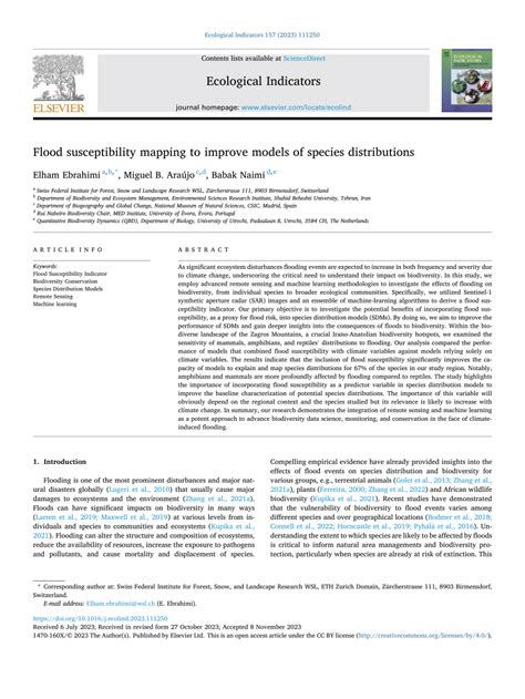 Pdf Flood Susceptibility Mapping To Improve Models Of Species