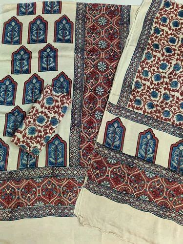 Silk Ajrakh Block Print Suit Fabric Multicolour At Best Price In New Delhi