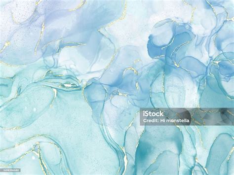 대리석 액체 알코올 잉크 수채화 예술 그림 파란색과 금색 추상 배경 텍스처 아트 개념에 대한 스톡 벡터 아트 및 기타 이미지 개념 계절 곤색 Istock