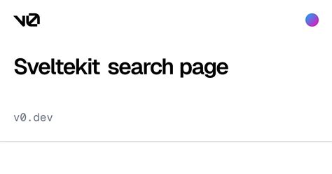 Sveltekit Search Page V By Vercel