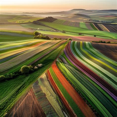 Multicolored Fields Drone View Landscape Agricultural Plots Pattern Dutch Flower Plantations