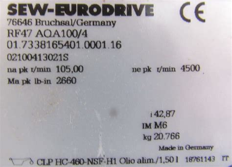 New Sew Eurodrive Rf47 Aqa1004 Gear Reducer 4287 Rf47aqa1004 Sb