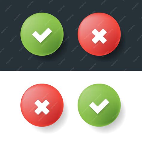 Premium Vector Tick And Cross Signs 3d Green And Red Colors Vector Illustration