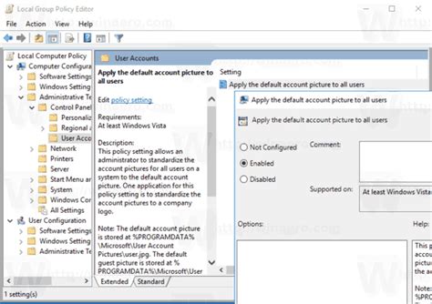 Apply Default User Picture For All Users In Windows 10