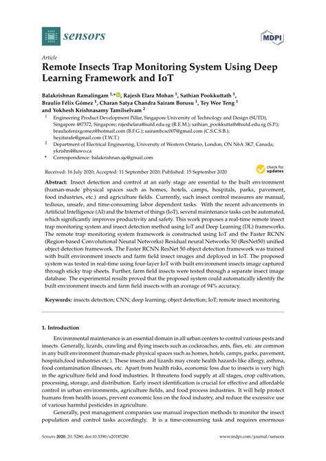 Pdf Remote Insects Trap Monitoring System Using Deep Learning Framework And Iot