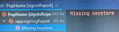 Android Studio Missing Keystore On Signinreport Stack Overflow