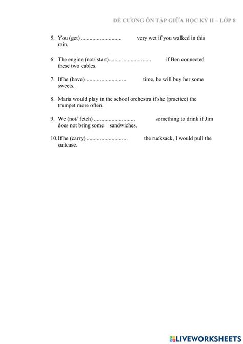 Conditional Sentences Activity For 8 Live Worksheets