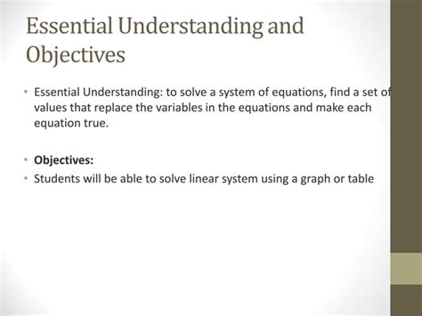 Alg II Solving Systems Using Tables Graphs PPTX