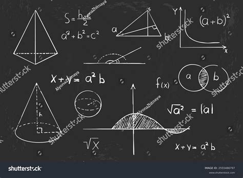 Math Geometry Graph Shapes On Blackboard Stock Vector Royalty Free