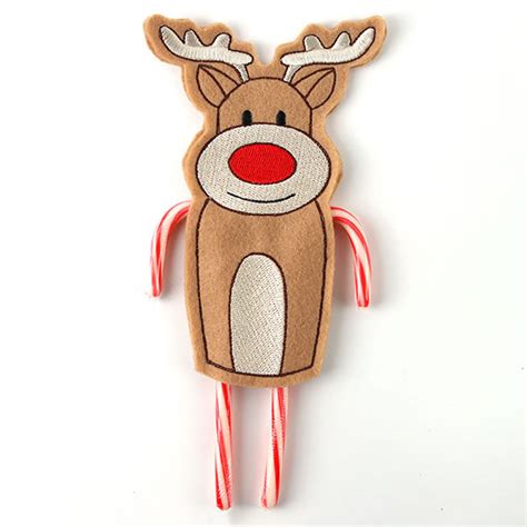 Reindeer Double Candy Cane Holder In The Hoop Embroidery Library
