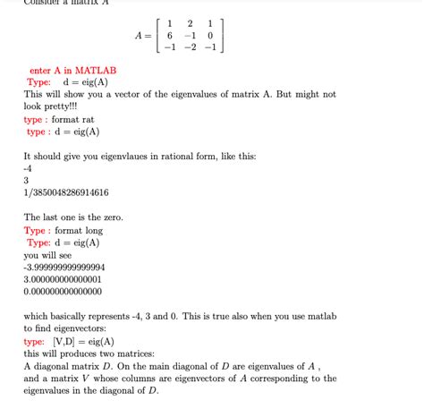 Solved Consider A Matrix A 1 A 6 1 2 1 2 1 0 1