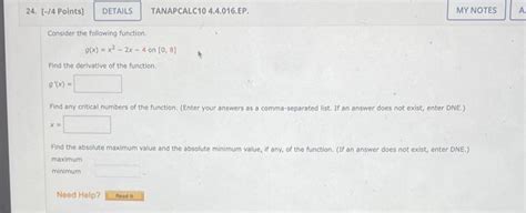 Solved 4 Points Tanapcalc10 44016ep Consider The