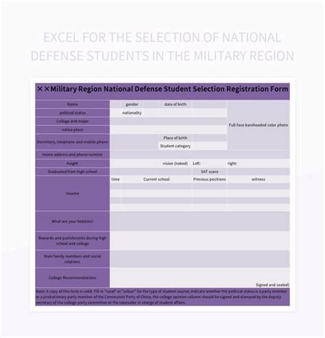 Excel For The Selection Of National Defense Babes In The Military Region Excel Template And
