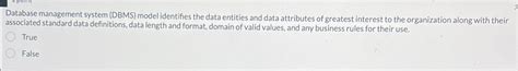 Solved Database Management System Dbms ﻿model Identifies