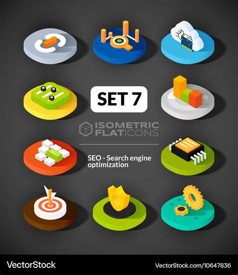 Isometric Flat Icons Set Royalty Free Vector Image