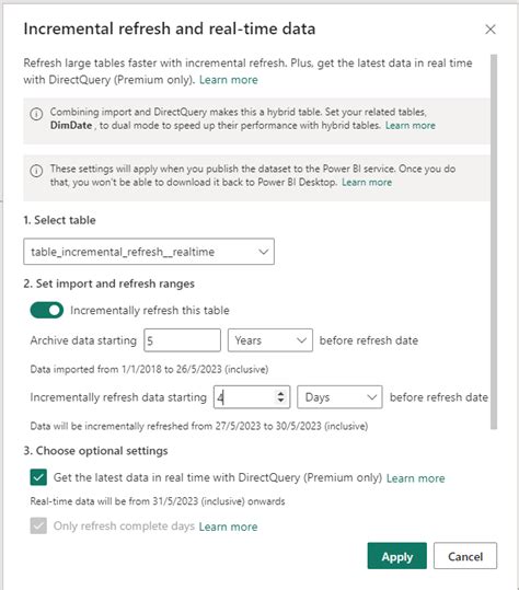 Incremental Refresh And Real Time With Direct Query In Power Bi