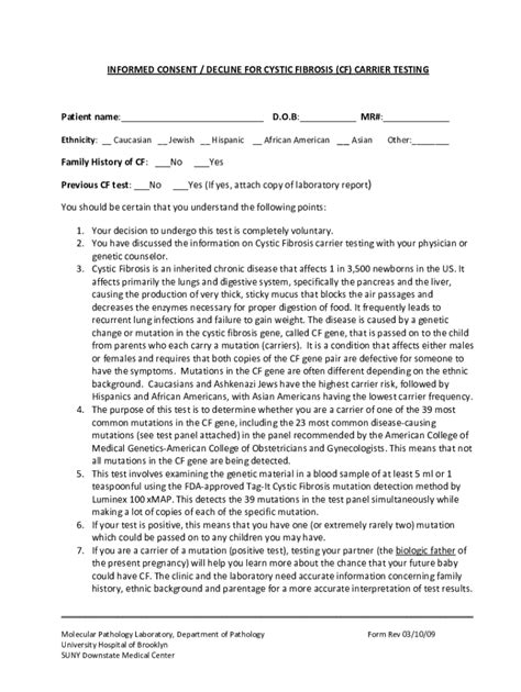 Fillable Online Cf Consent Form Final Ver 031009b Fax Email Print