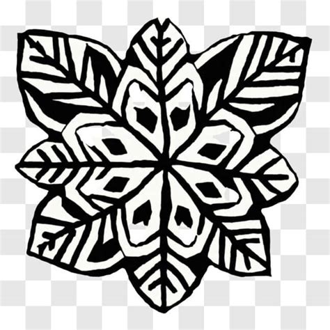 Download Stylized Snowflake With Intricate Black And White Patterns PNGs Online Creative Fabrica