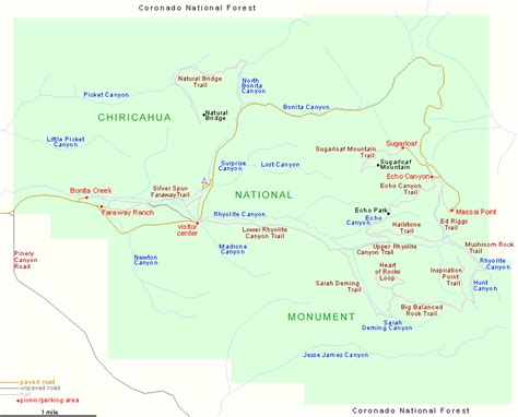 Map Of Chiricahua National Monument Arizona
